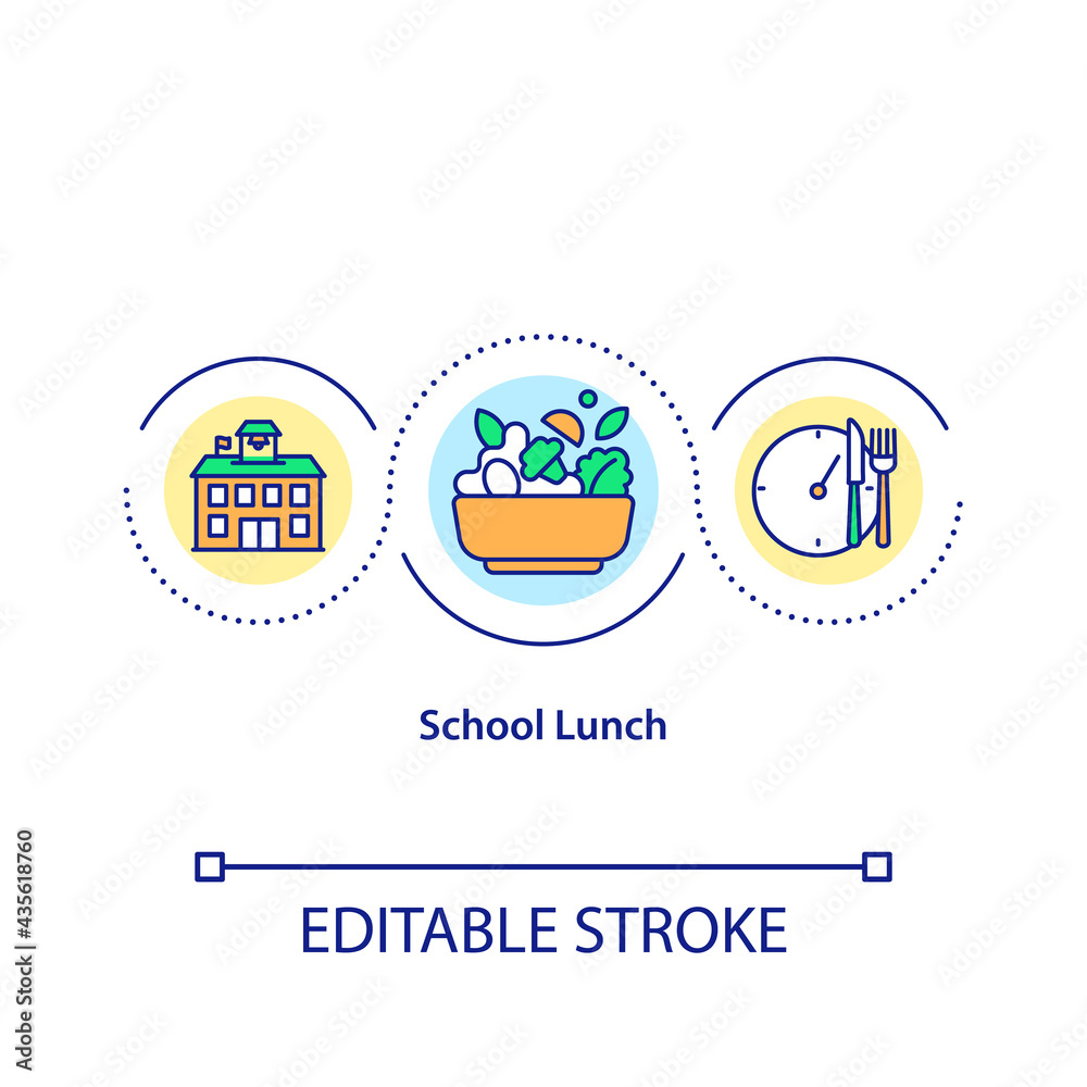 School lunch concept icon. Healthy food creation for students. Cooking ...