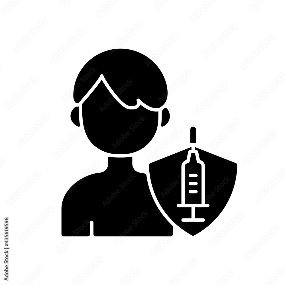 Vaccination of teens black glyph icon. Teenage child immunization ...