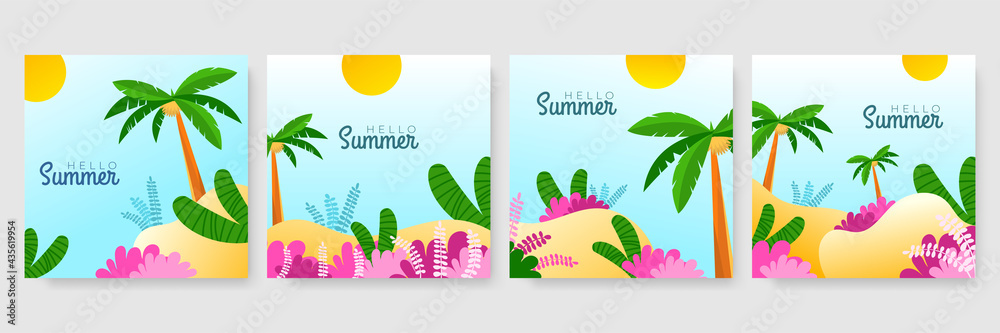 Set ot summer insta templates for life stories and news. Backgrounds ...