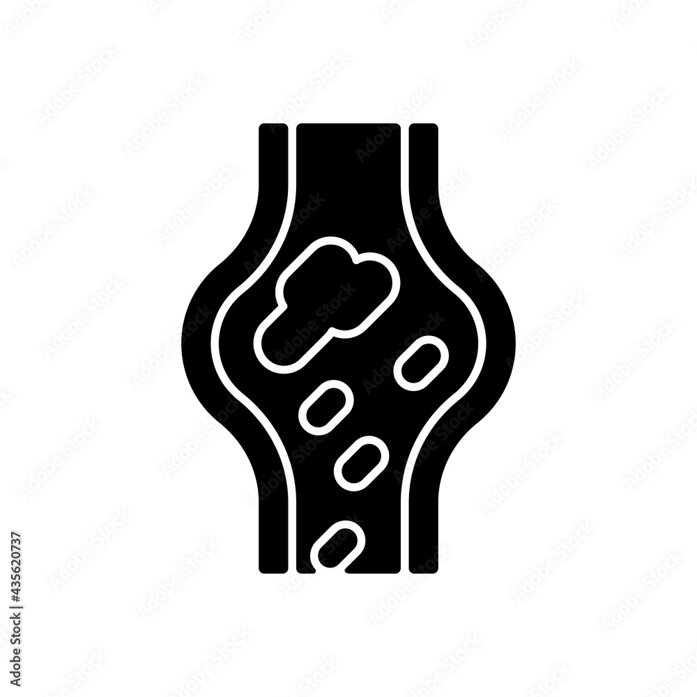 Blood clots black glyph icon. Cardiovascular circulation problem ...