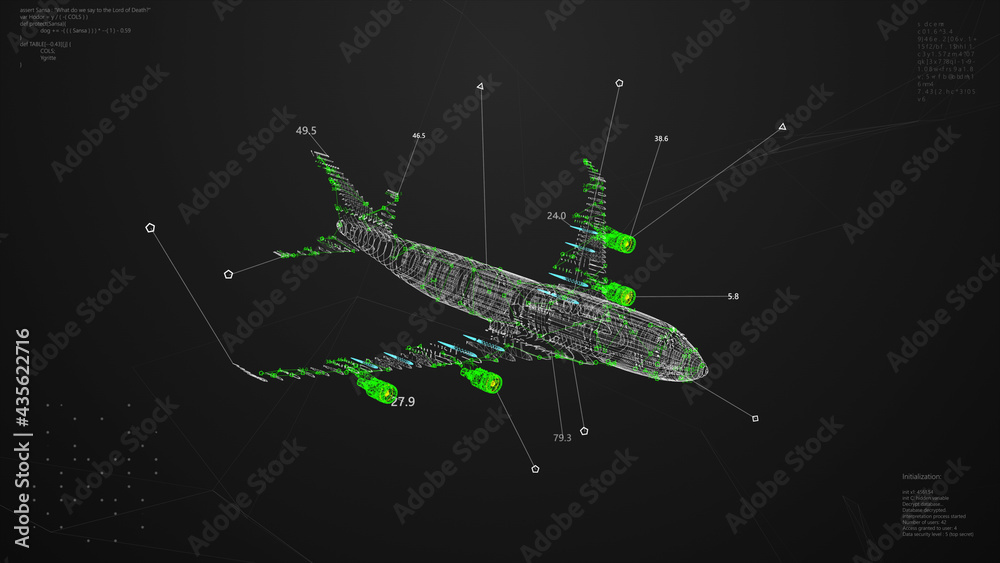 Airplane HUD animation. Aircraft visualization Stock Illustration ...