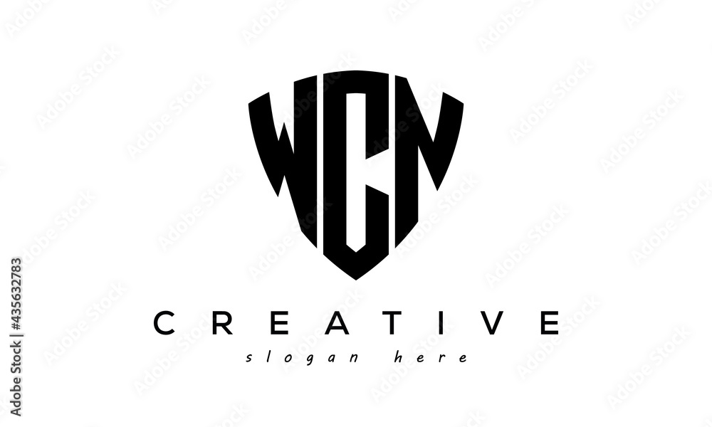 WCN letter creative logo with shield Stock Vector | Adobe Stock