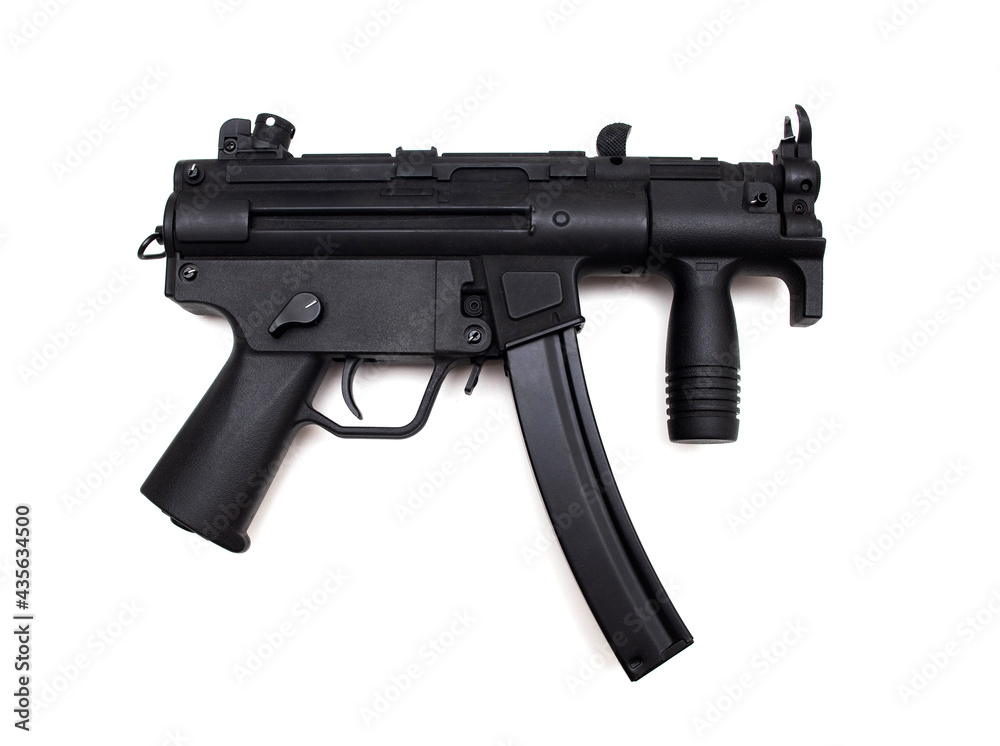 Modern semi-automatic machine gun on white background, isolate, close ...