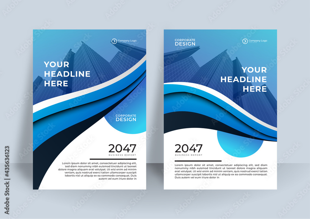 Modern blue and white wave curve design template for poster flyer ...
