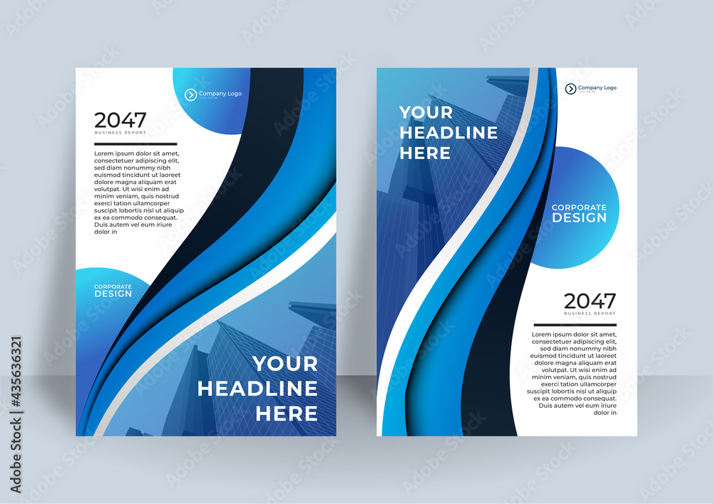 Modern blue and white wave curve design template for poster flyer ...