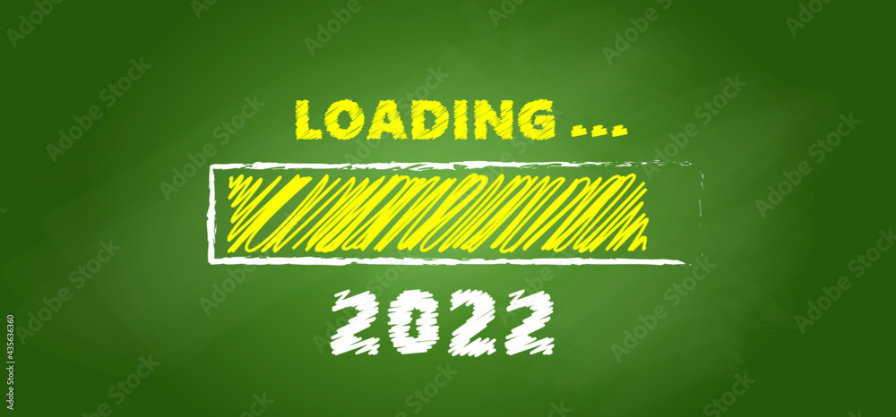We wish you a Happy new year, 2021 loading bar on schoolboard. Flat ...