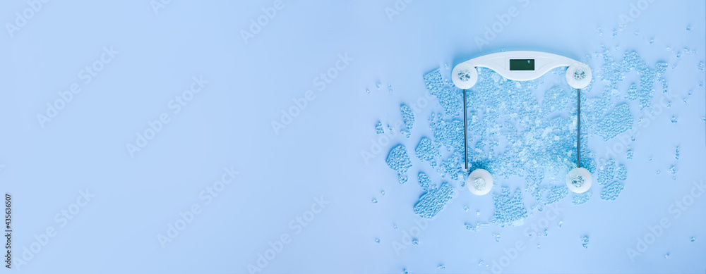 Broken digital human scale on the floor for measuring people.Cracked ...