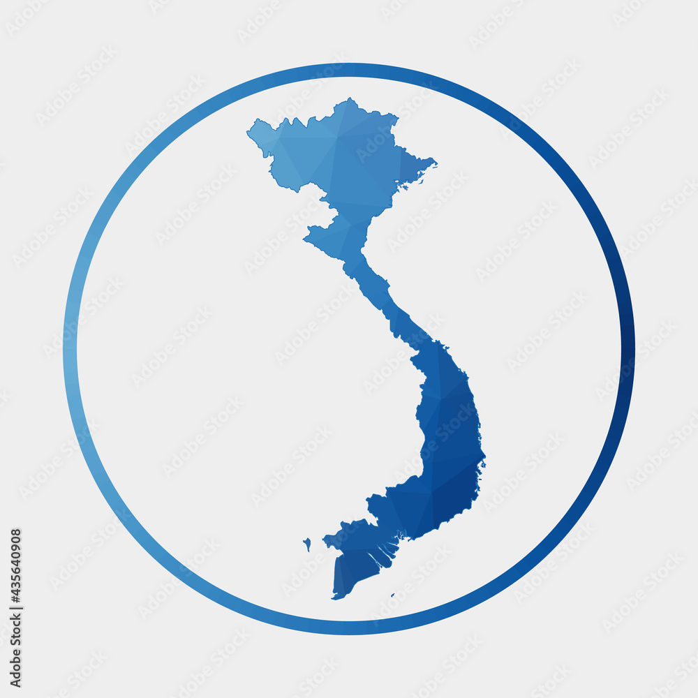 Vietnam icon. Polygonal map of the country in gradient ring. Round low ... Vietnam icon. Polygonal map of the country in gradient ring. Round low ...