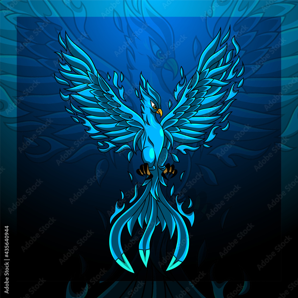Blue phoenix esport mascot logo design Stock Vector | Adobe Stock