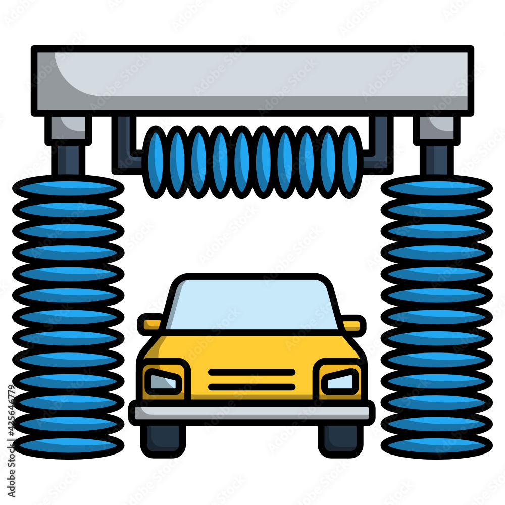 automatic car wash service concept vector color Icon design, Car Washed ...
