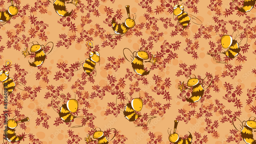 Cute bee wallpaper background pattern for wrapping paper, cover and ...
