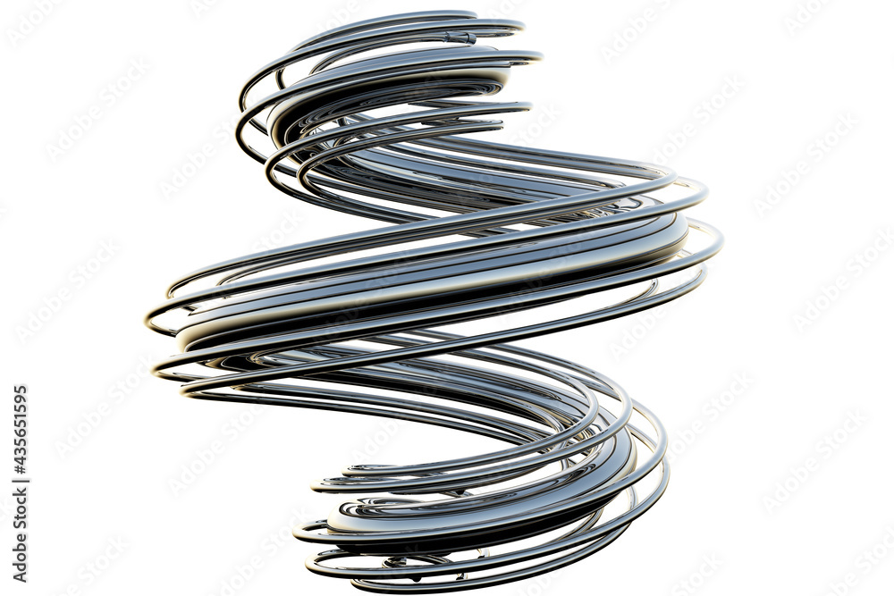 Abstract spiral metal pipes of different diameters. Industrial design ...