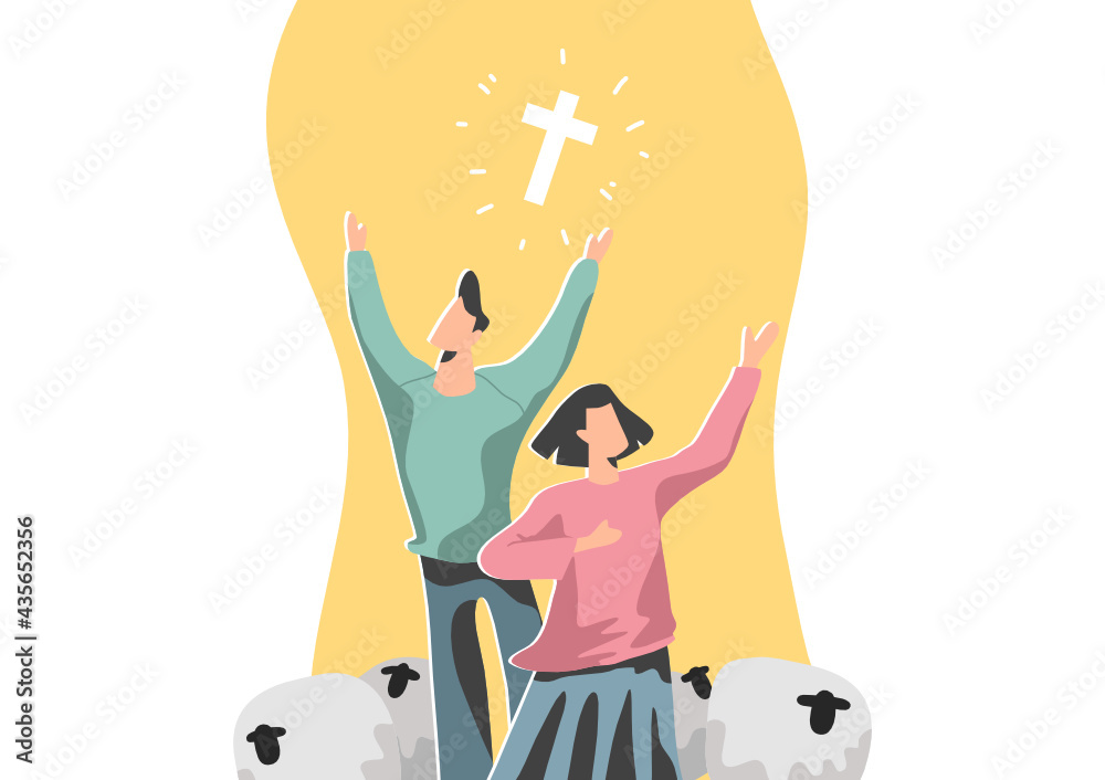 Cartoon drawing, Jesus playing music Is a vector image or illustration ...