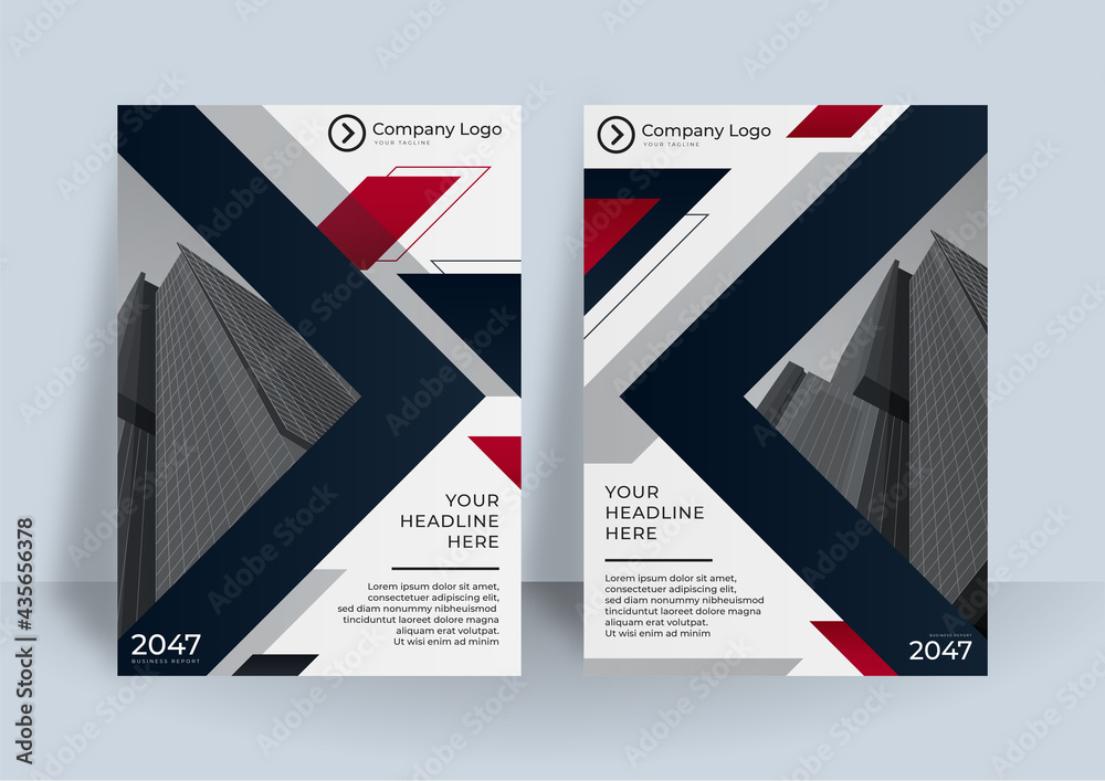 Brochure blue red cover design layout set for business and construction ...