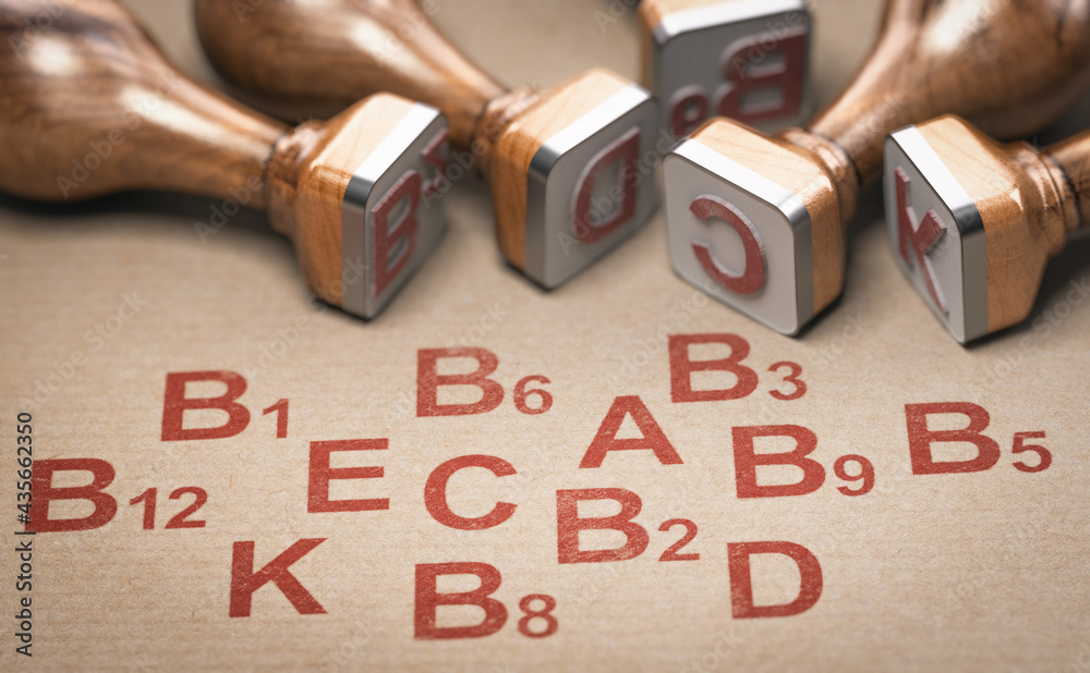 Micronutrients. List of 13 essential vitamins. Stock Illustration ...