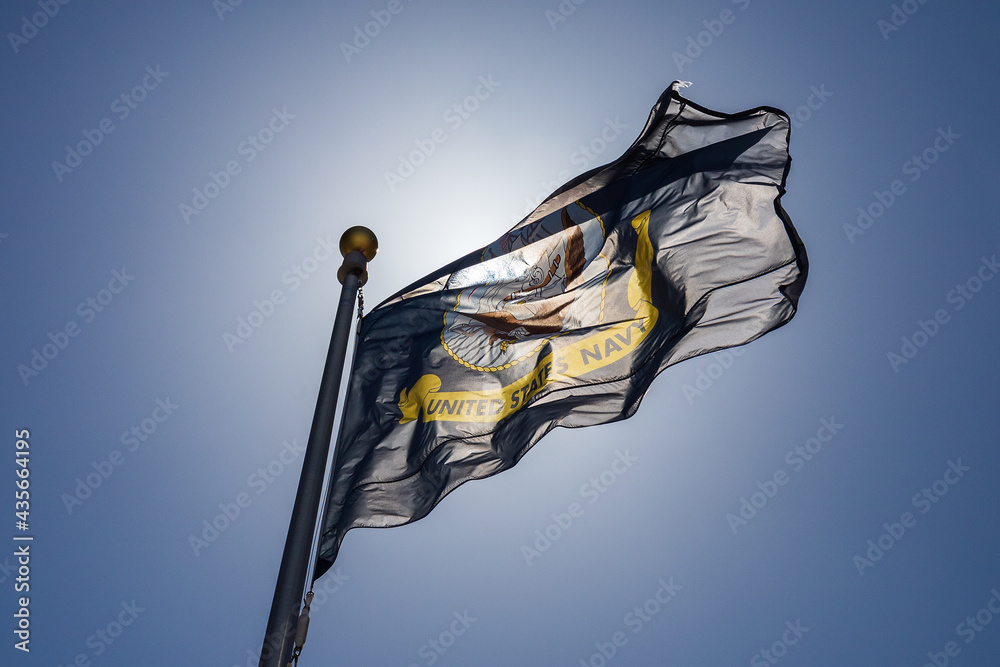 U. S. Navy Flag against Blue Sky and Sunlight Stock Photo | Adobe Stock