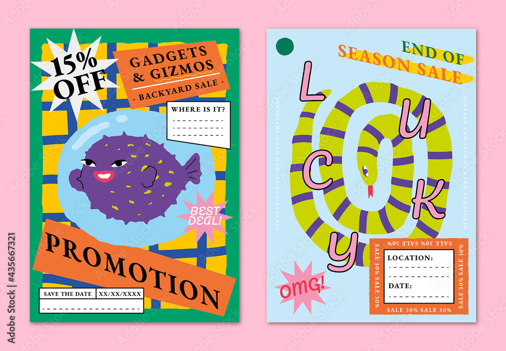 Colorful Animal Editable Poster Layout Stock Template | Adobe Stock