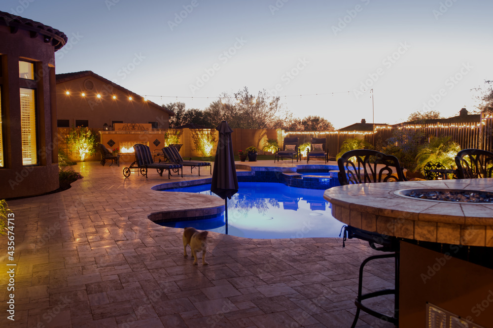 A high definition view of a desert landscaped backyard in Mesa Arizona ...