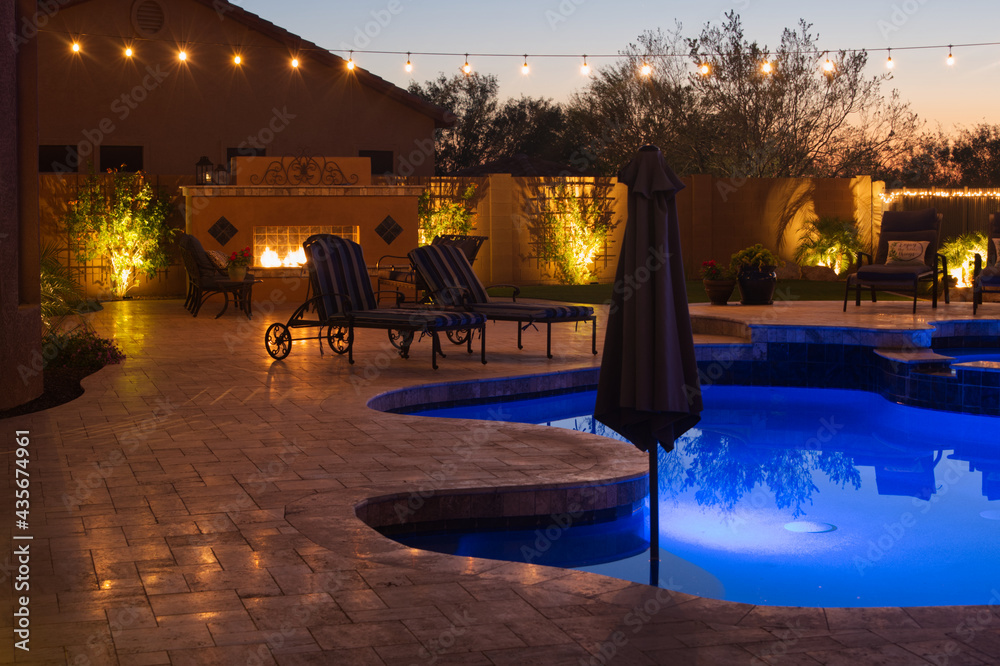 A high definition view of a desert landscaped backyard in Mesa Arizona ...