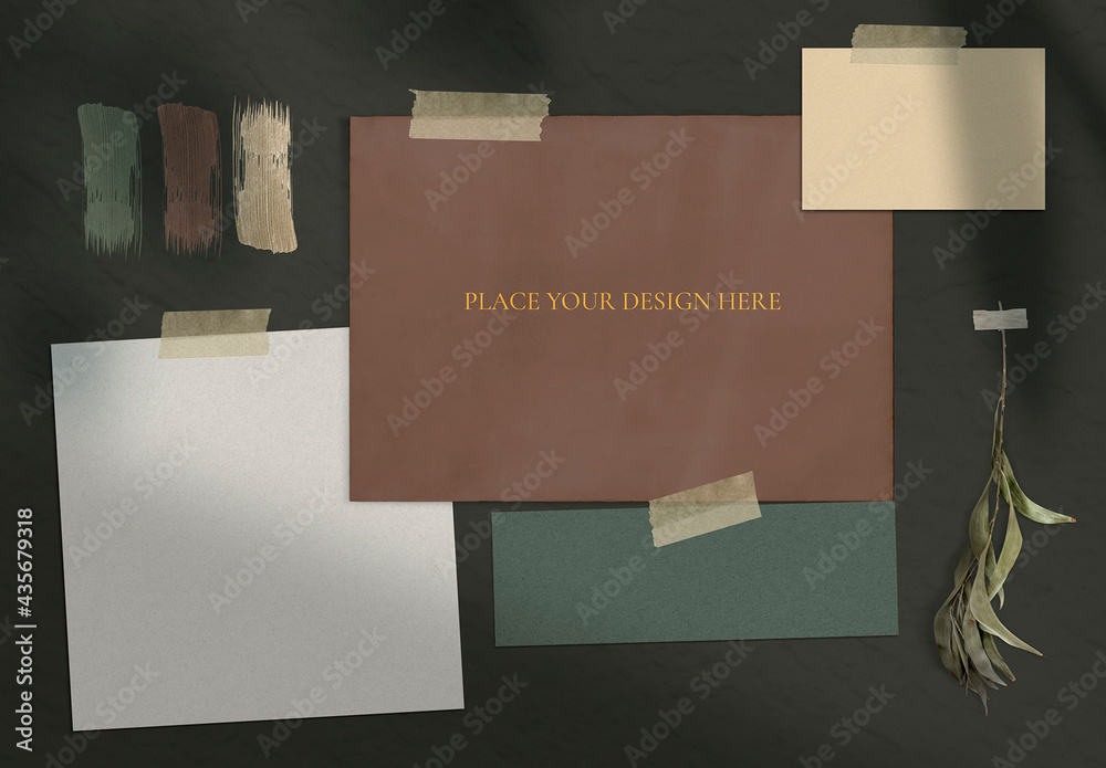 Earth Tone Paper Poster Layout Set Stock Template | Adobe Stock