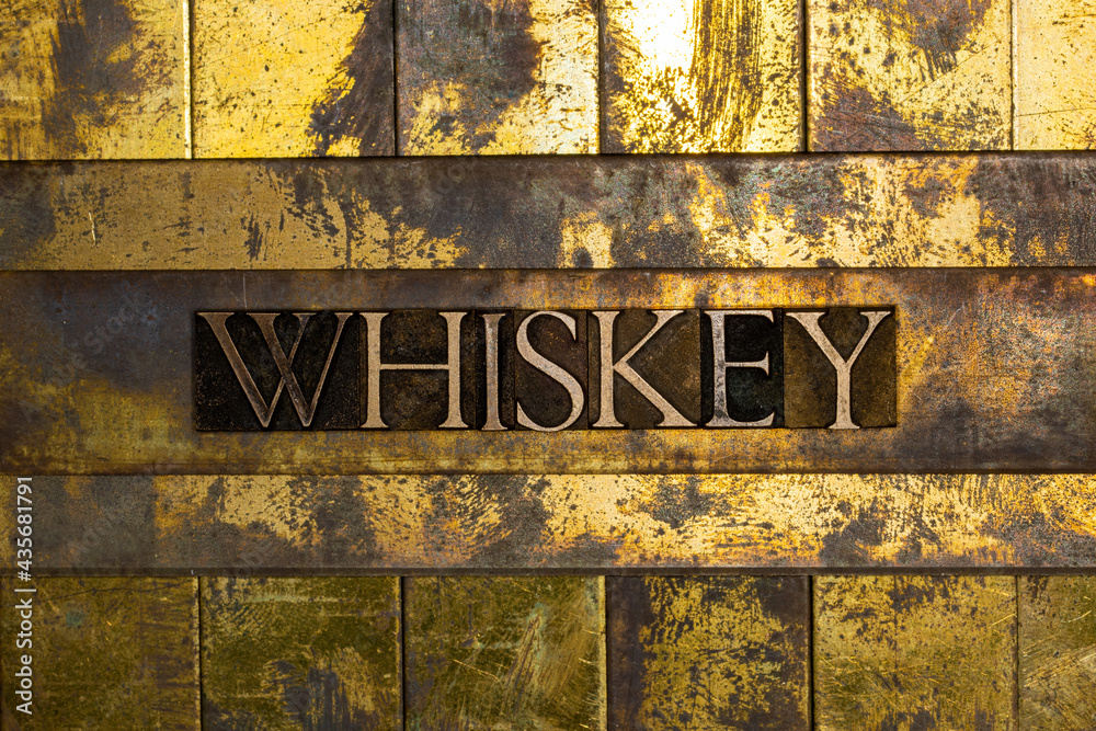 Whiskey text on textured copper and gold background Stock Illustration ...