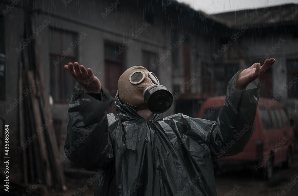 Scientist dosimetrist radiation supervisor in protective clothing and ...