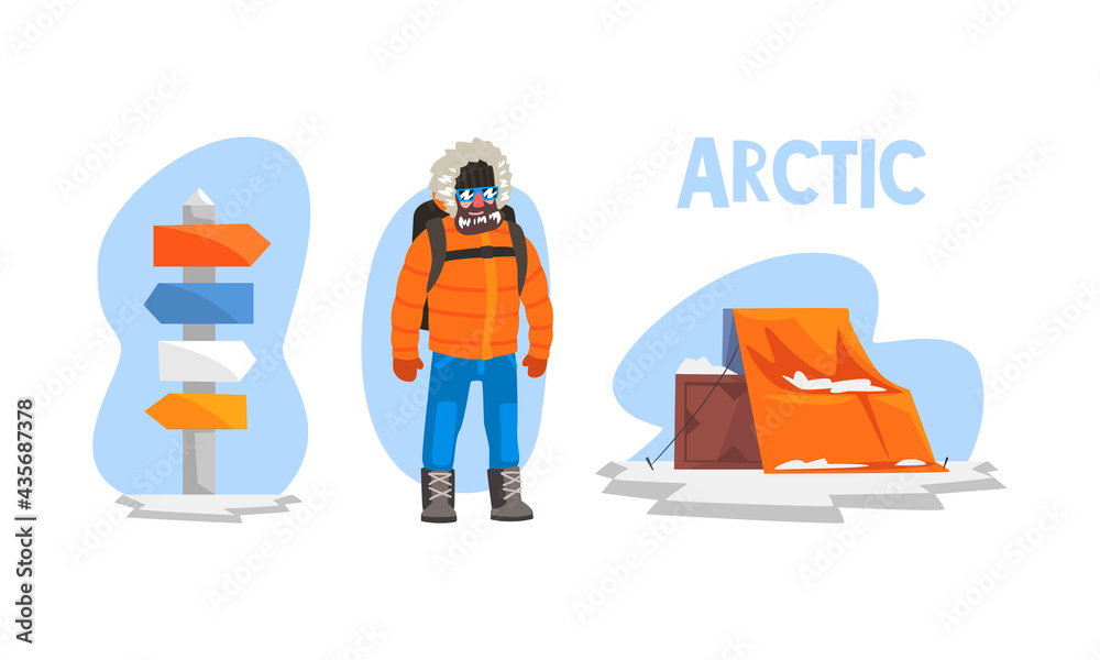 Arctic Explorer Set, Male Explorer in Winter Outfit, Research Station ...