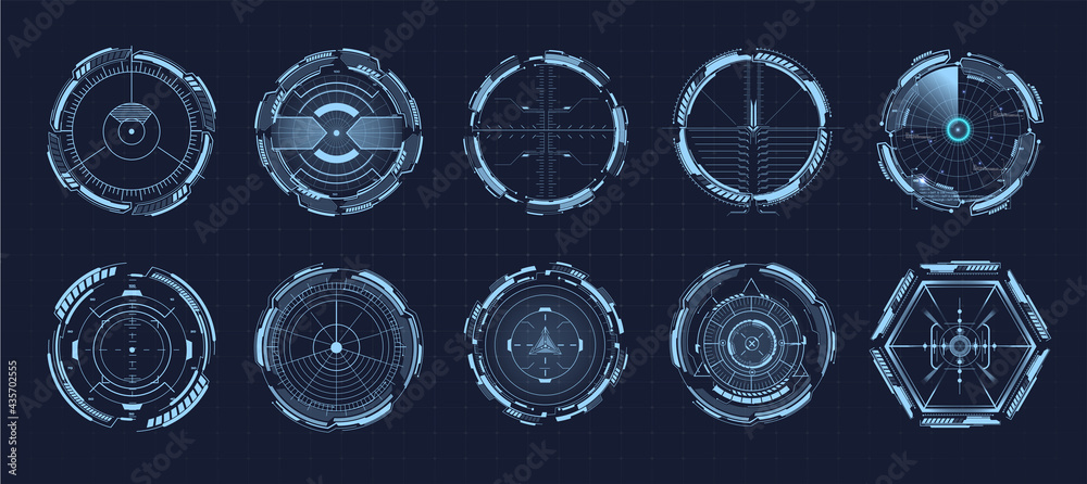 Modern aiming system ui, ux. Futuristic optical aim. Military ...