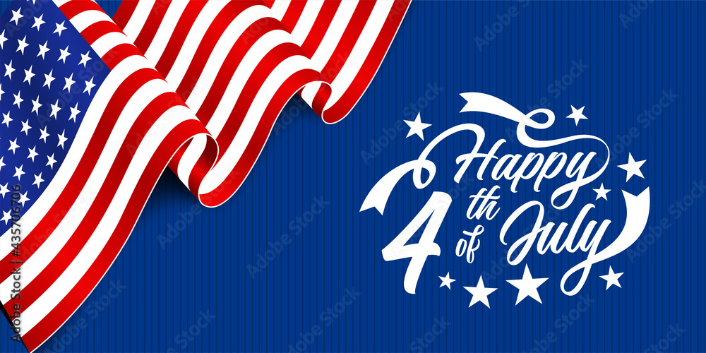 USA, America happy 4th of July custom hand-lettering, typography design ...