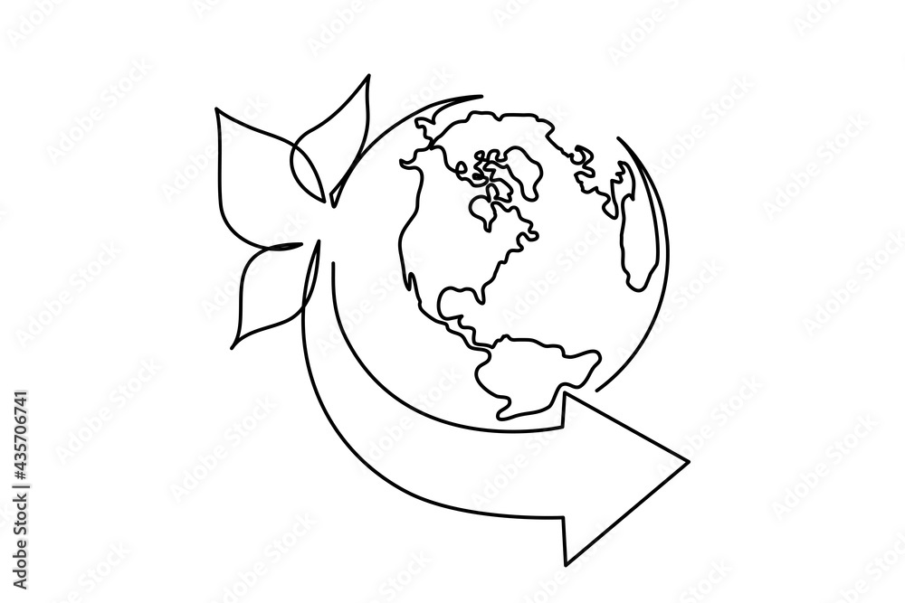 World environment day logo with earth with leaves and arrow. Stock ...