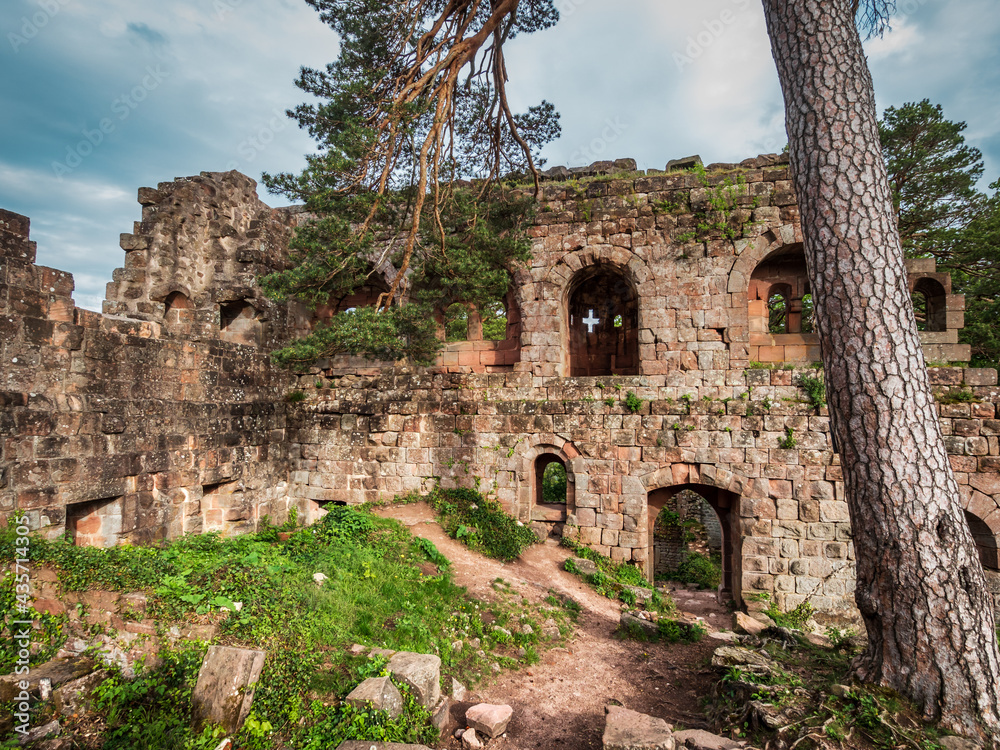 Medieval Castle Landsberg in Vosges, Alsace. Ancient ruins in the ...