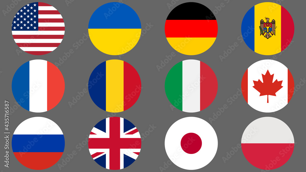 Set of flags of different countries made in icon design Stock Vector ...