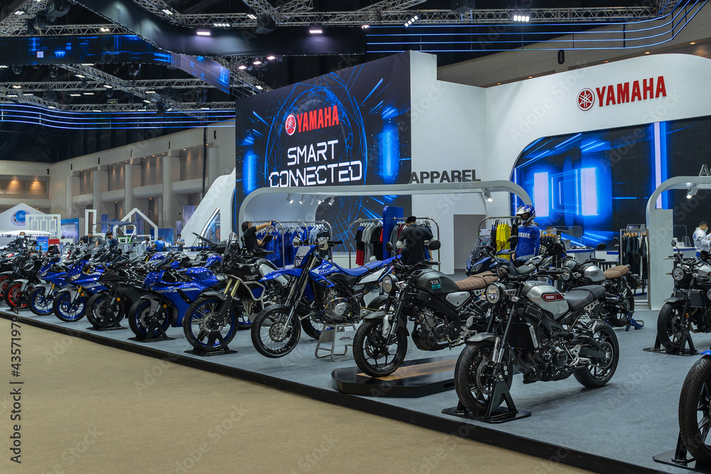 Beautiful exhibition booth of Yamaha Motorcycle on display in 42th ...