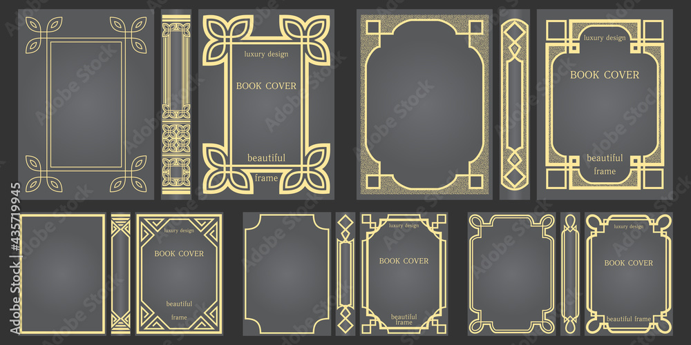 Book covers and spine set. Hardcover Design templates on dark ...
