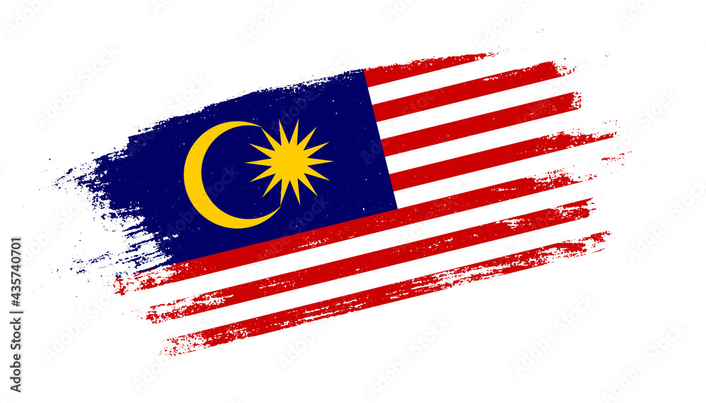 Flag of Malaysia country on brush paint stroke trail view. Elegant ...