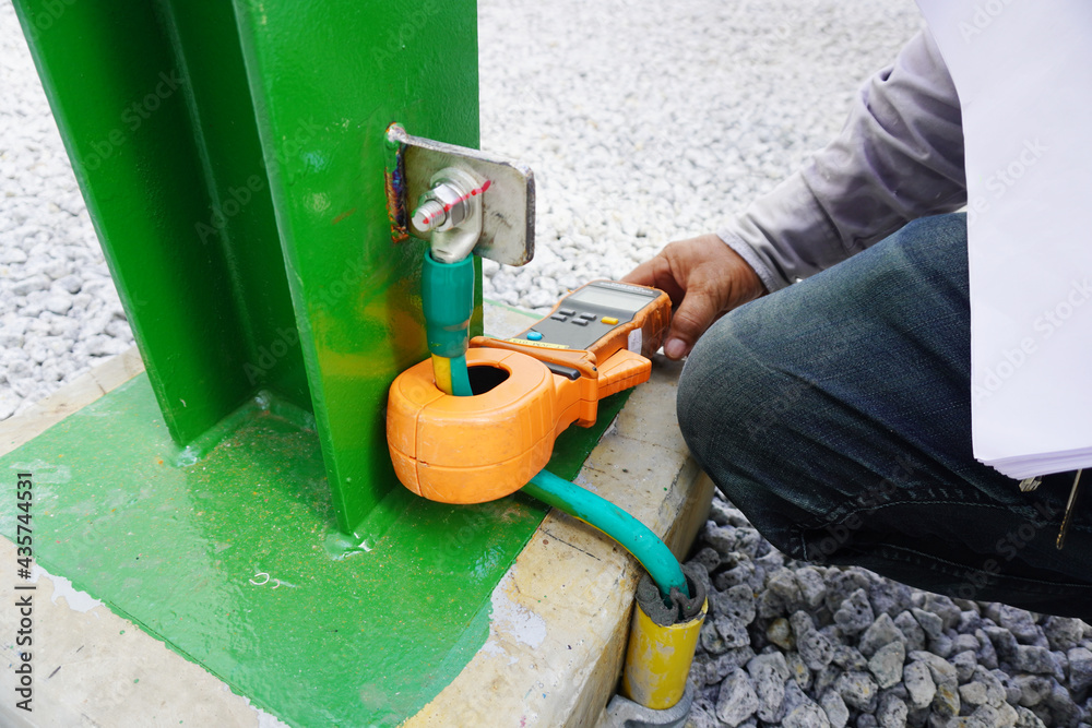 Earth resistance clamp meter during recheck electrical high voltage ...