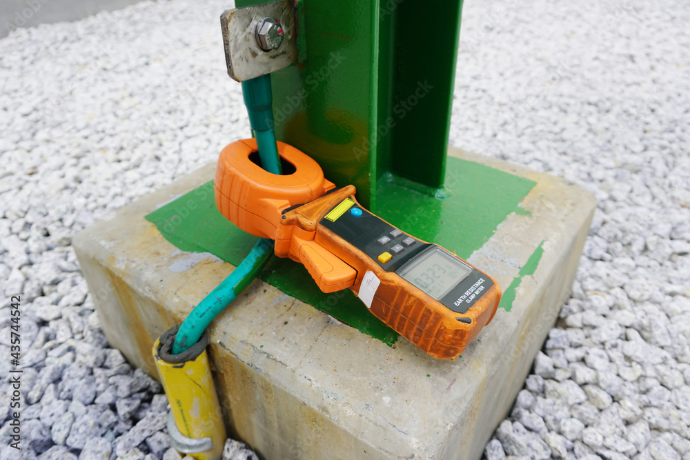 Earth resistance clamp meter during recheck electrical high voltage ...