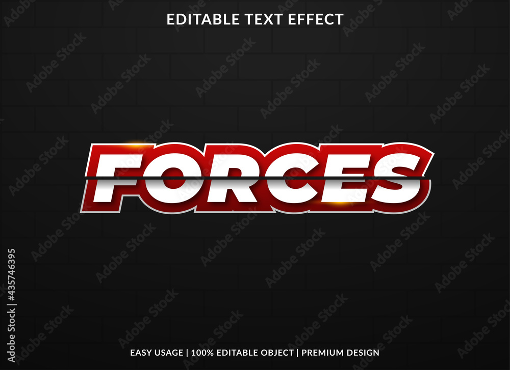 forces text effect template design with modern and abstract style use ...