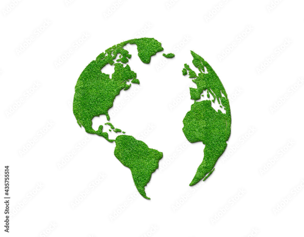 Green World Map- 3D Grass of world map isolated on white background ...