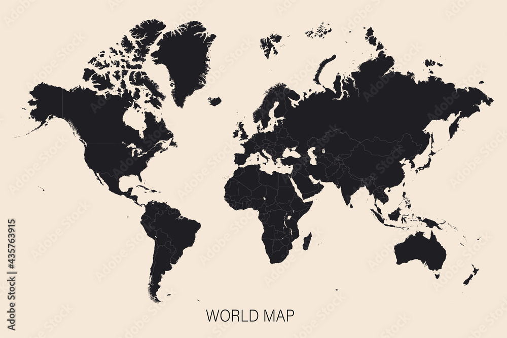 Highly detailed political map of the world with borders countries and ...
