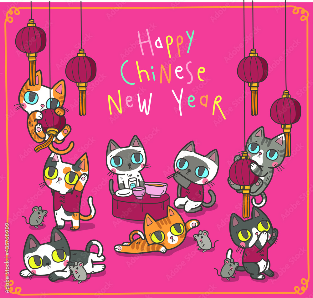 Vector illustration set of variation colours of house domestic cats in ...