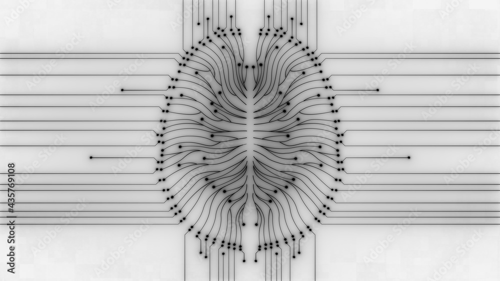 Digital computer circuit brain illustration for AI, big data and ...