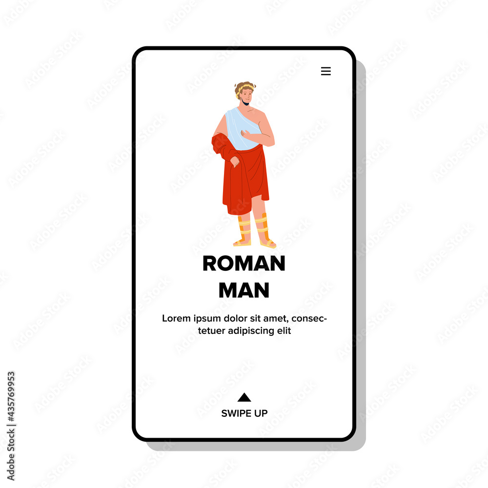 Roman Man In Tradition Rome Empire Clothes Vector. Roman Man Legionary ...