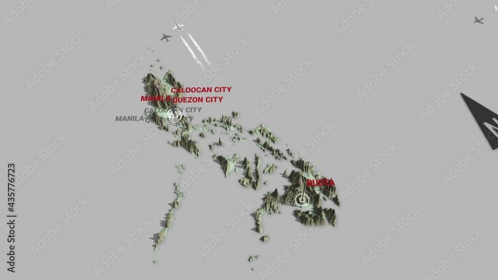 Seamless looping animation of the 3d terrain map of Philippines with ...