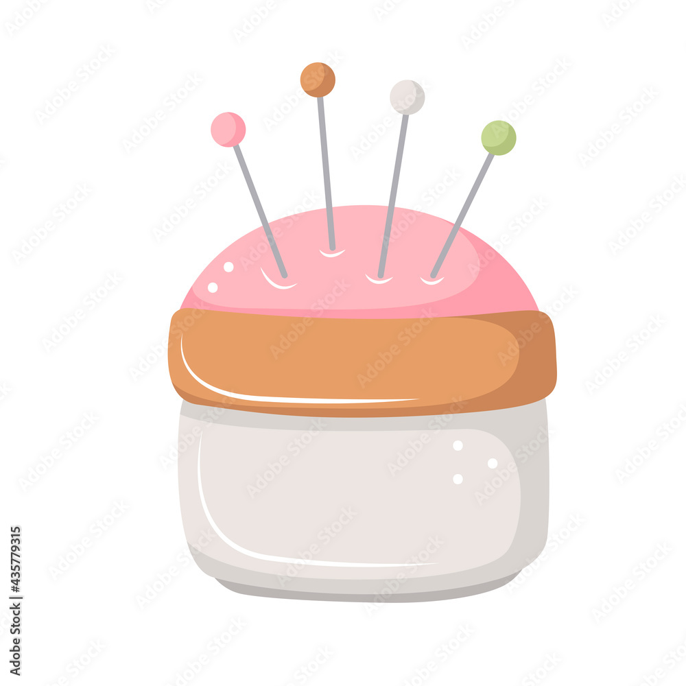 needle holder with a jar. vector illustration in cartoon style Stock ...