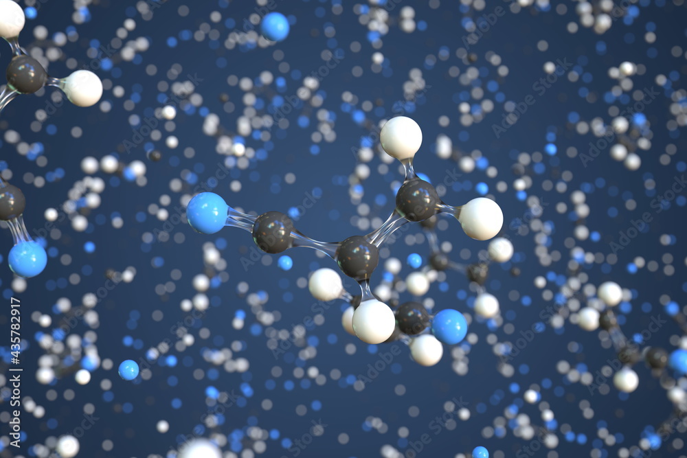 Acrylonitrile molecule. Conceptual molecular model. Chemical 3d ...