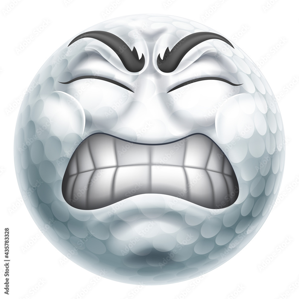Angry Mad Golf Ball Hate Emoticon Cartoon Face Stock Vector | Adobe Stock