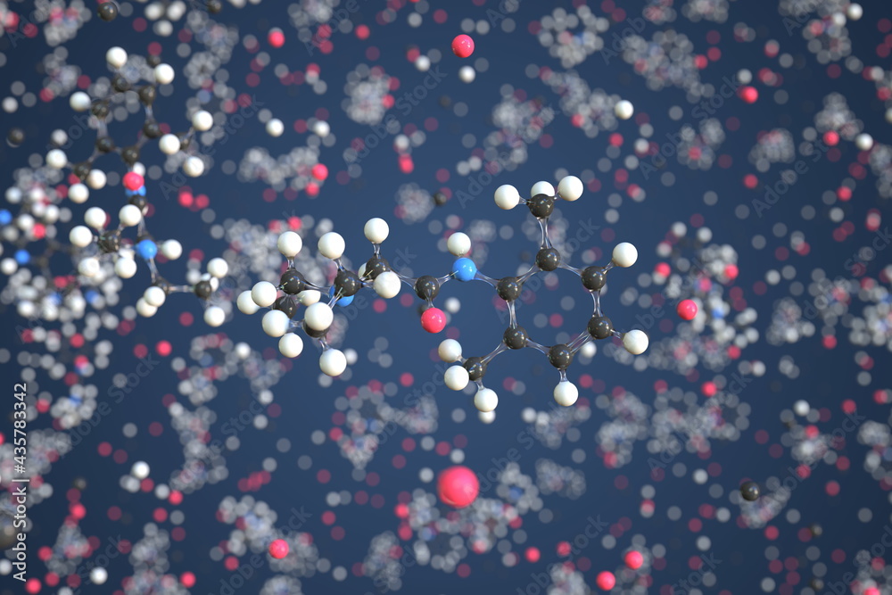Lidocaine molecule. Conceptual molecular model. Chemical 3d rendering ...