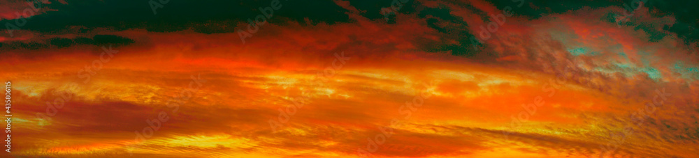 Abstract orange background. Fantastic sunset. It looks like flares in ...