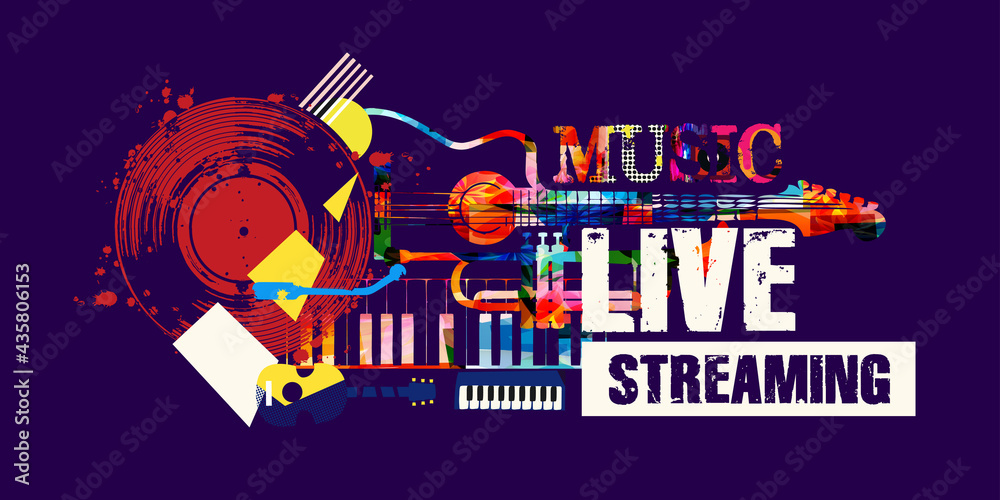Live streaming banner for music festivals, shows and concert events ...